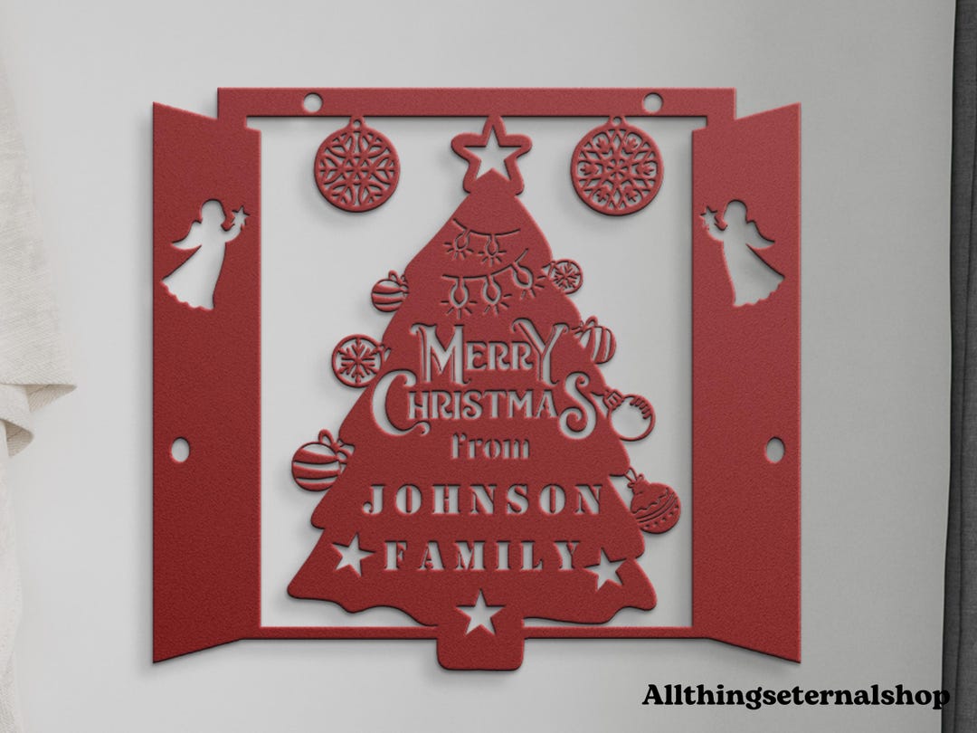 Merry Christmas Metal Sign-stunning Custom Family Name Christmas Tree ...