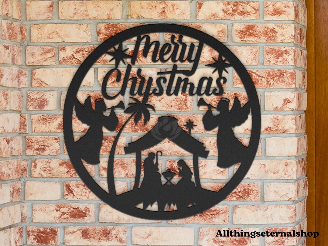 Merry Christmas Nativity Metal Sign-nativity Scene Metal Wall Art ...
