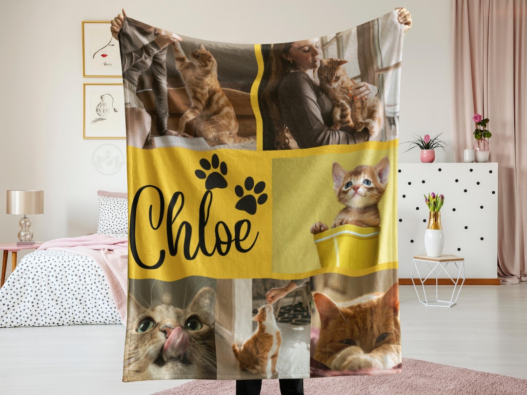 Custom Cat Blanket With Name & Photo – Personalized Cat Blanket With ...