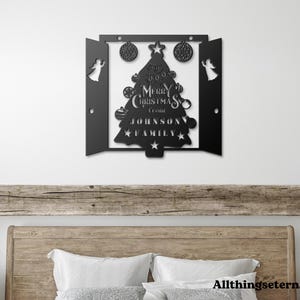 Merry Christmas Metal Sign-stunning Custom Family Name Christmas Tree ...