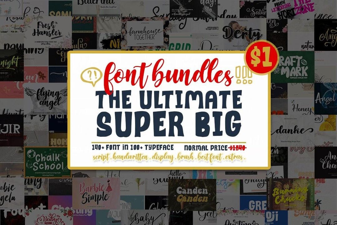 Ultimate Font Bundle With Handwritten Fonts, Creative Font Collection ...