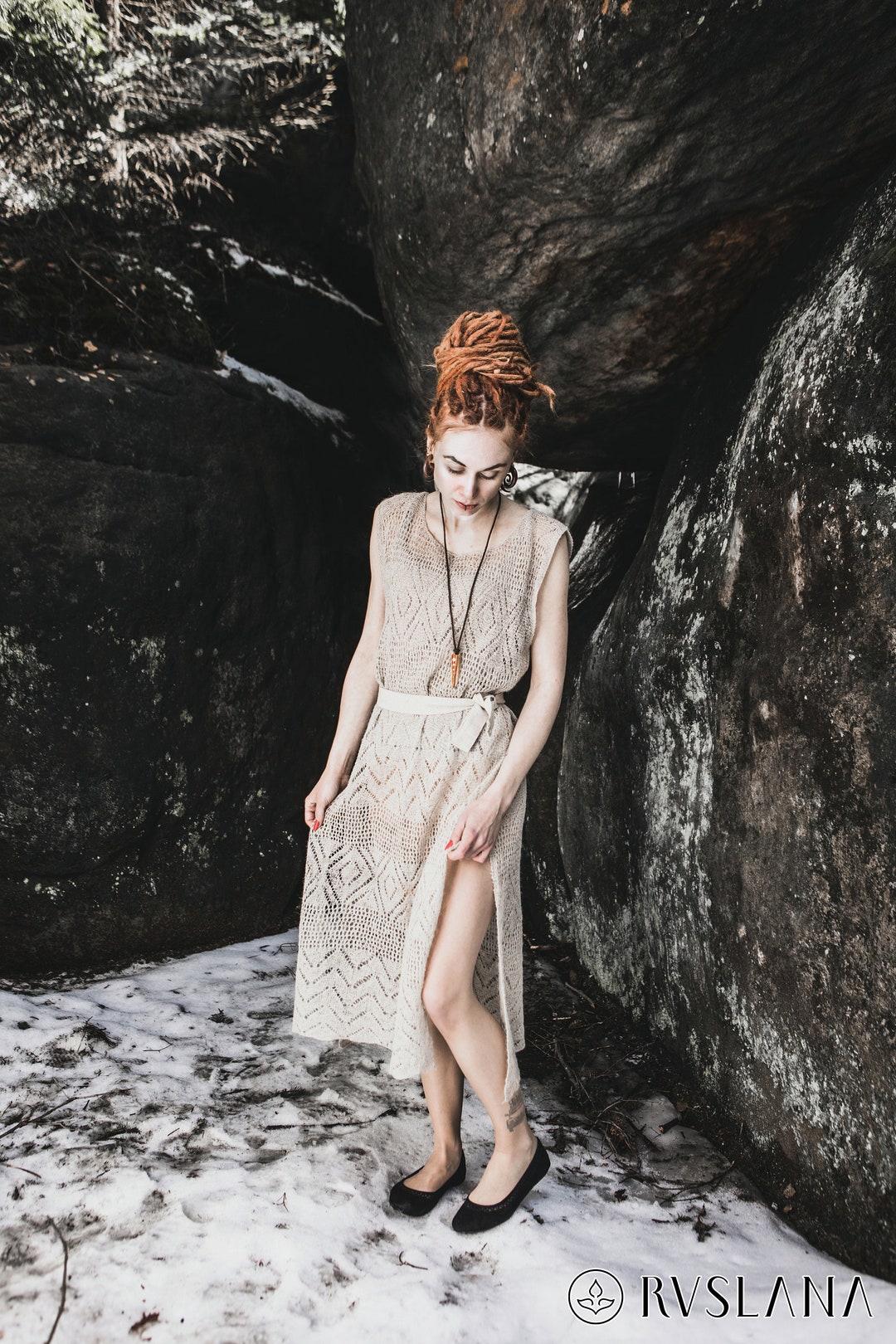 Hand Knitted Nettle Dress With Pattern - ECO FRIENDLY - Ruslana Eco ...