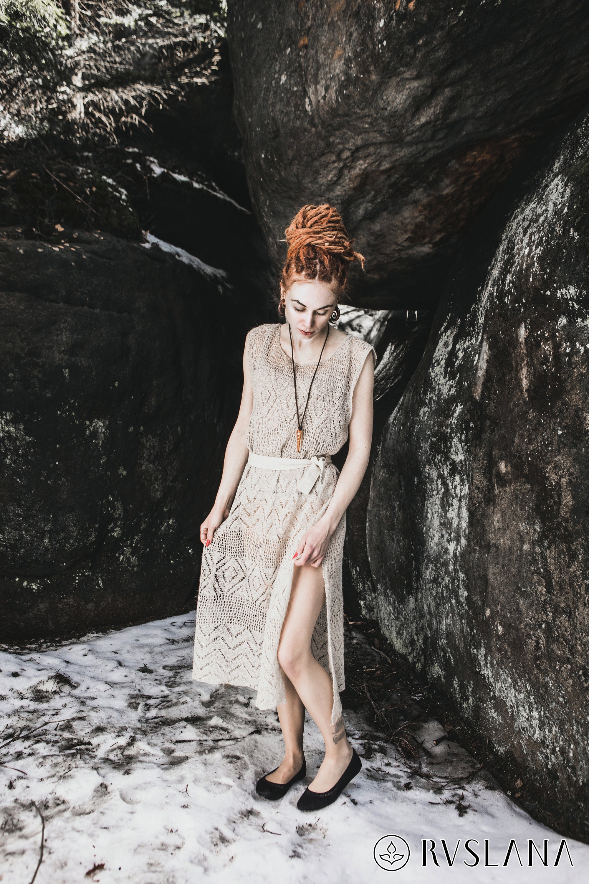 Hand Knitted Nettle Dress With Pattern - ECO FRIENDLY - Ruslana Eco ...