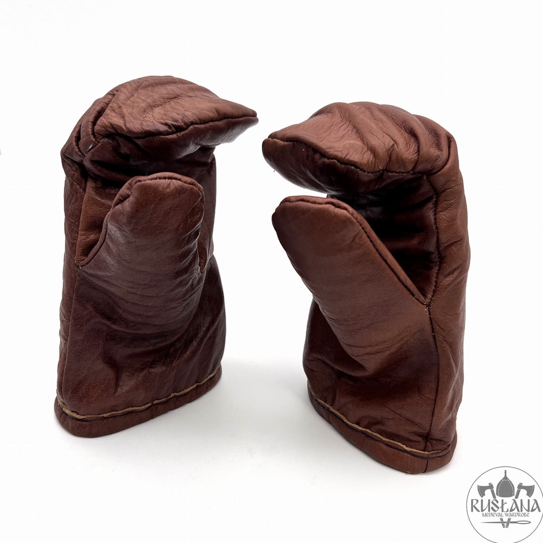 Battle Leather Mittens, Gloves With Steel Protection - Etsy
