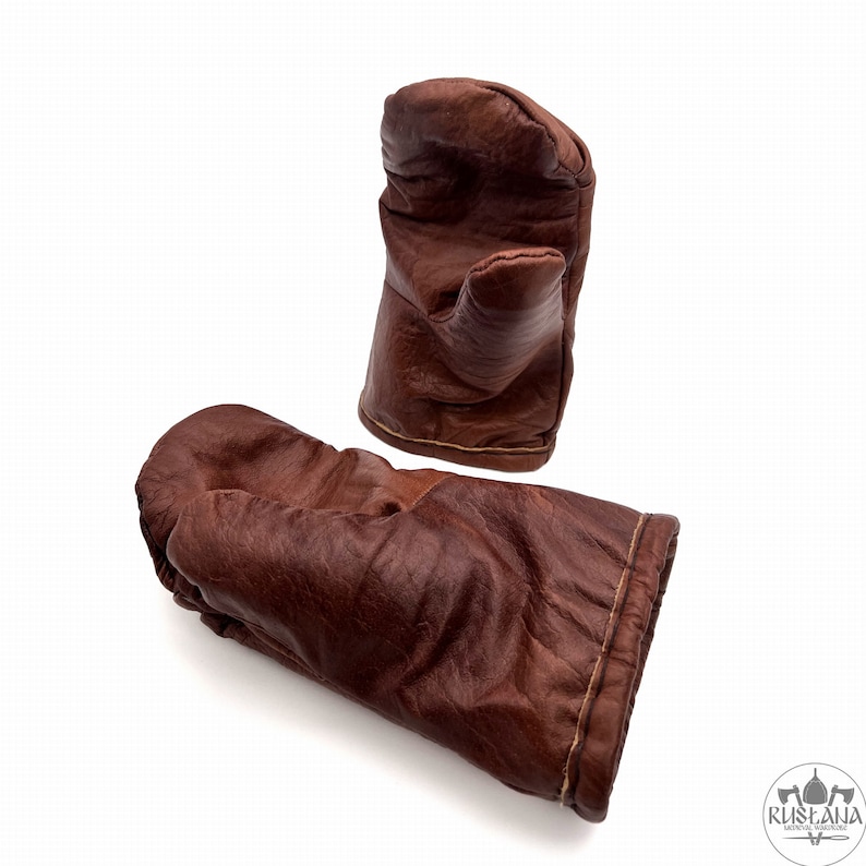 Battle Leather Mittens, Gloves With Steel Protection - Etsy