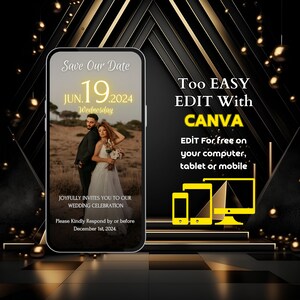 Elegant Video Wedding Invitation Template Customizable Canva Design for ...