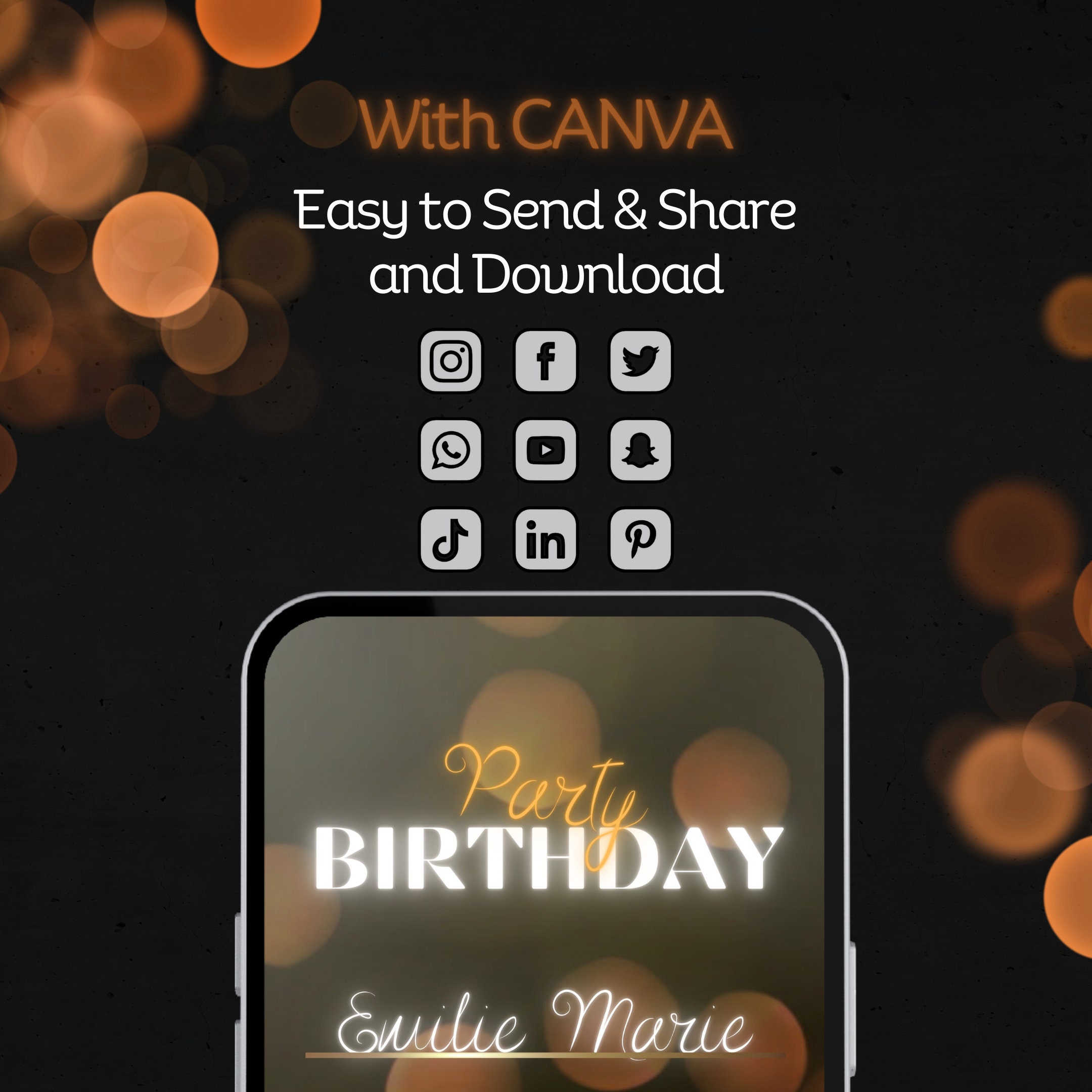 Birthday Party Video Invitation INSTANT DOWNLOAD Animated E Invite ...