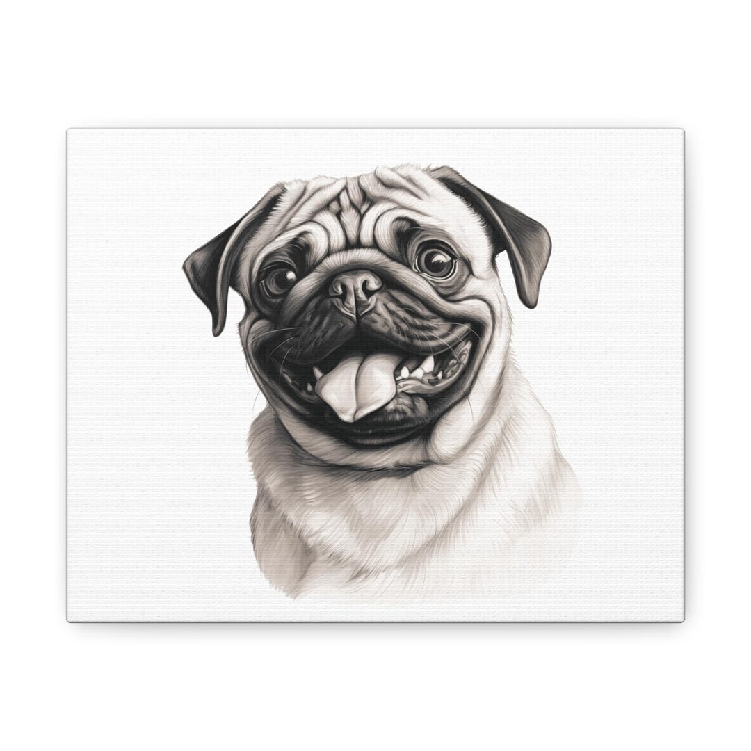Pug Dog Pencil Sketch Printed on Canvas Gallery Wrap, Perfect for Pet ...