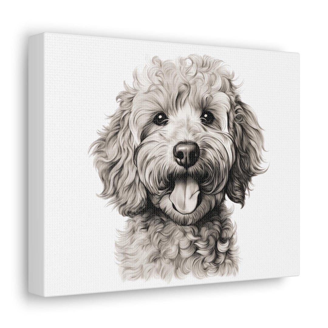 Labradoodle Dog Pencil Sketch Printed on Canvas Gallery Wrap, Perfect ...