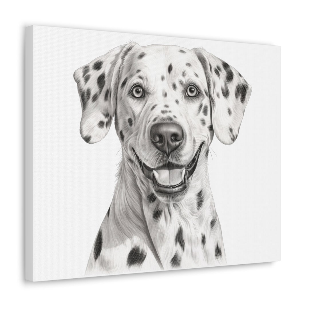 Dalmatian Dog Pencil Sketch Canvas Print, Elegant Gift Perfect for Pet ...