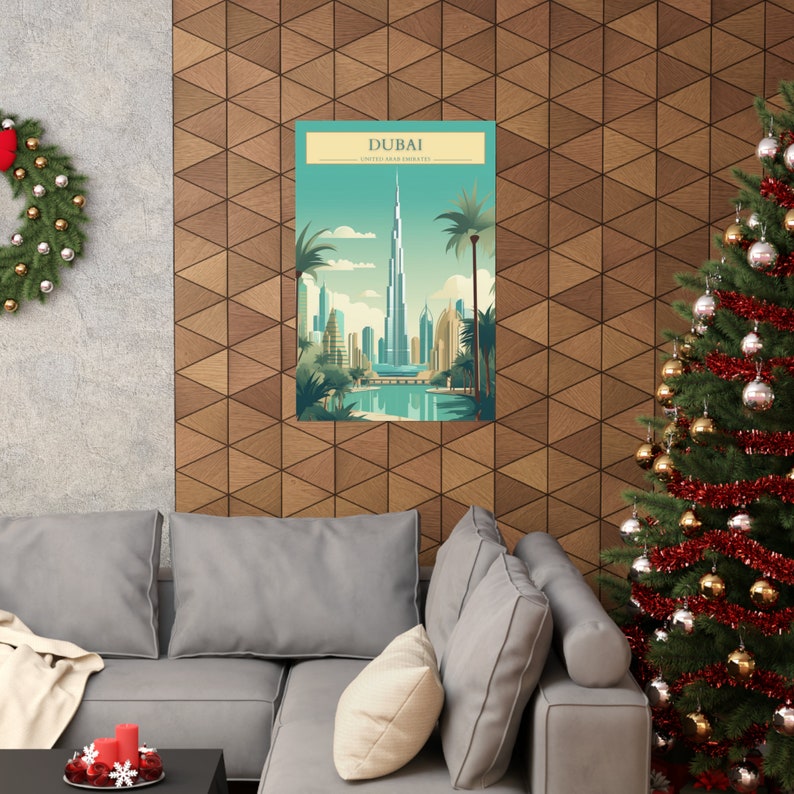 Dubai, UAE, Burj Khalifa, Art Deco, High Quality, Travel Poster ...
