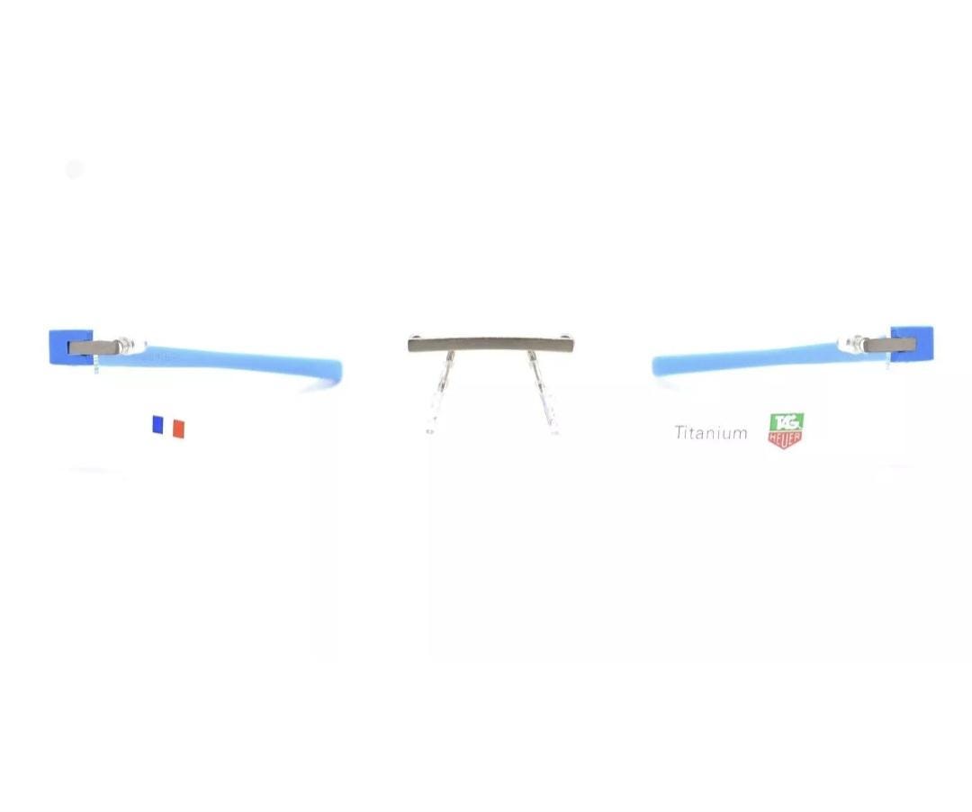 TAG HEUER Reflex Rimless Eyeglasses Pure Blue Azur TH 3941 010 56-16 ...