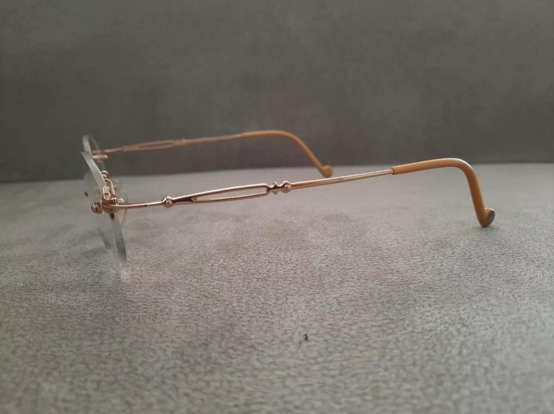 Jean Paul Gaultier JPG Vintage Rimless Eyeglasses Frames 55-8108 Gold ...