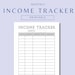 Income Tracker, Printable Income Tracking Worksheet, Monthly Income ...