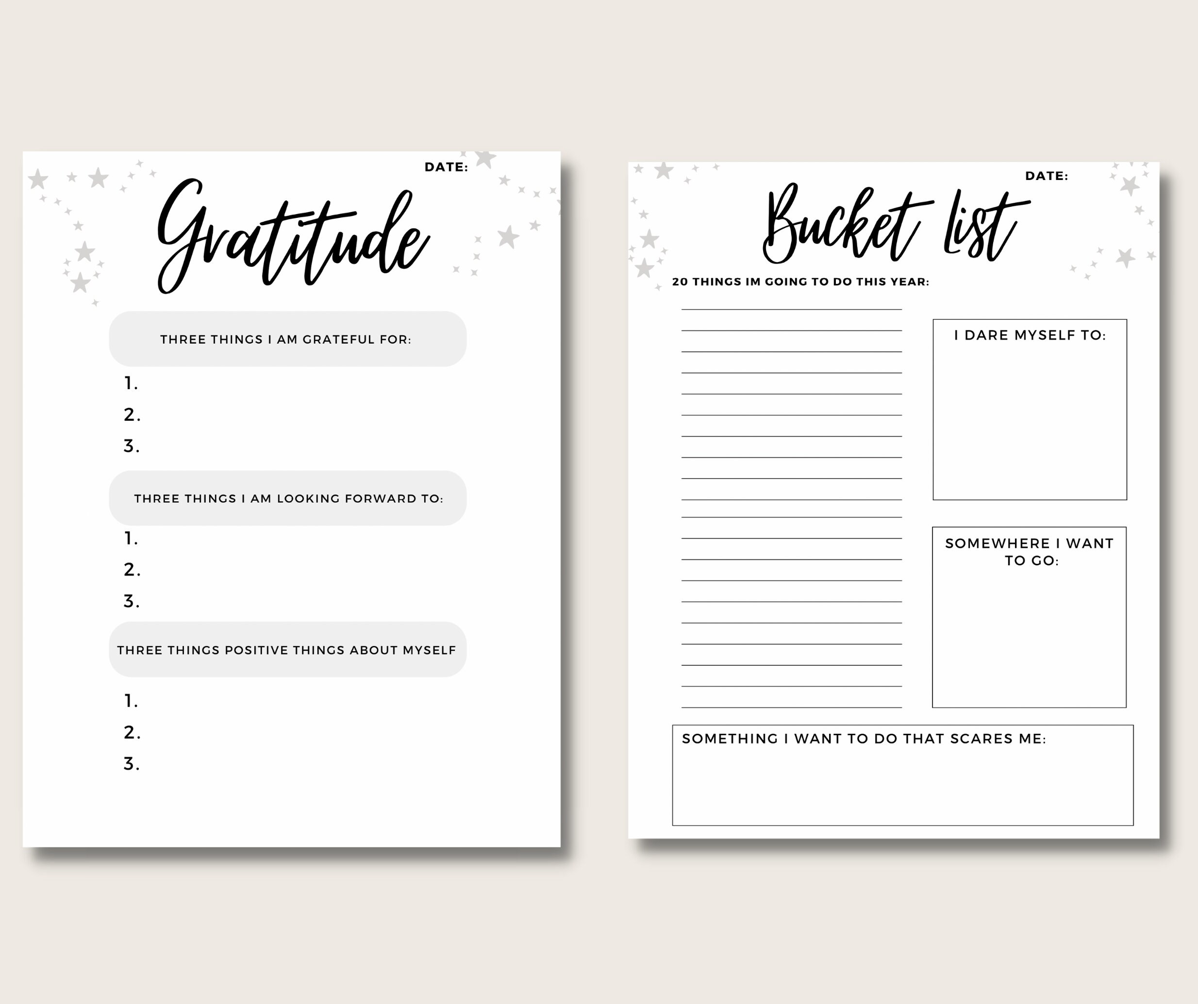 Printable Goal Setting BUNDLE, Gratitude Journaling, Manifestation ...
