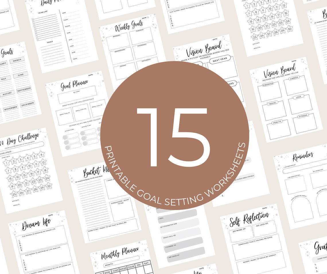 Printable Goal Setting BUNDLE, Gratitude Journaling, Manifestation ...