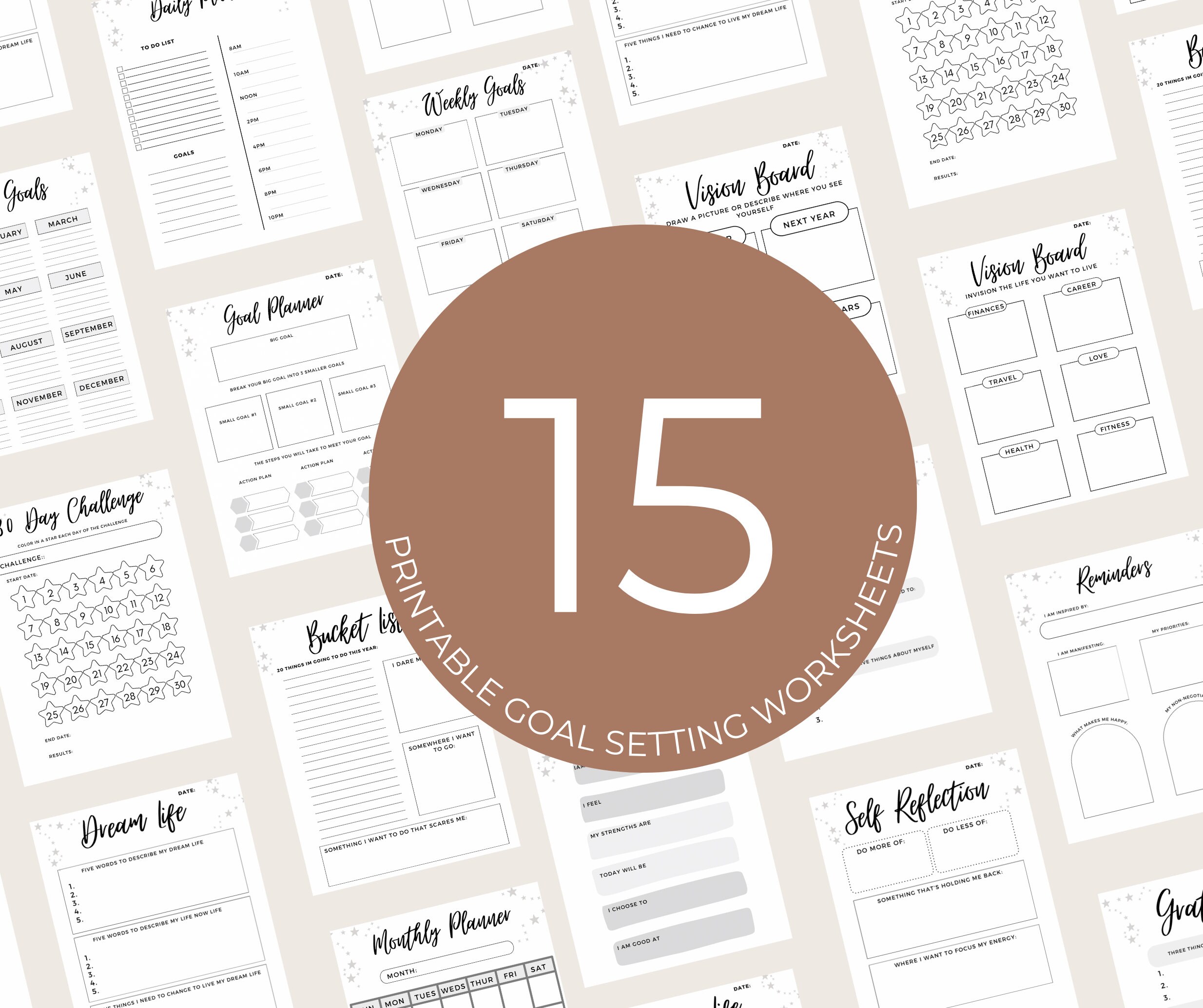 Printable Goal Setting BUNDLE, Gratitude Journaling, Manifestation ...
