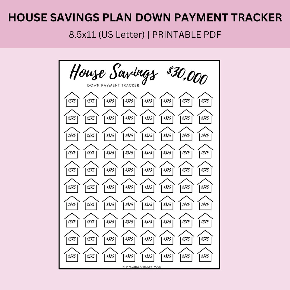 30k Down Payment House Savings Tracker, Savings Challenge, Budgeting ...