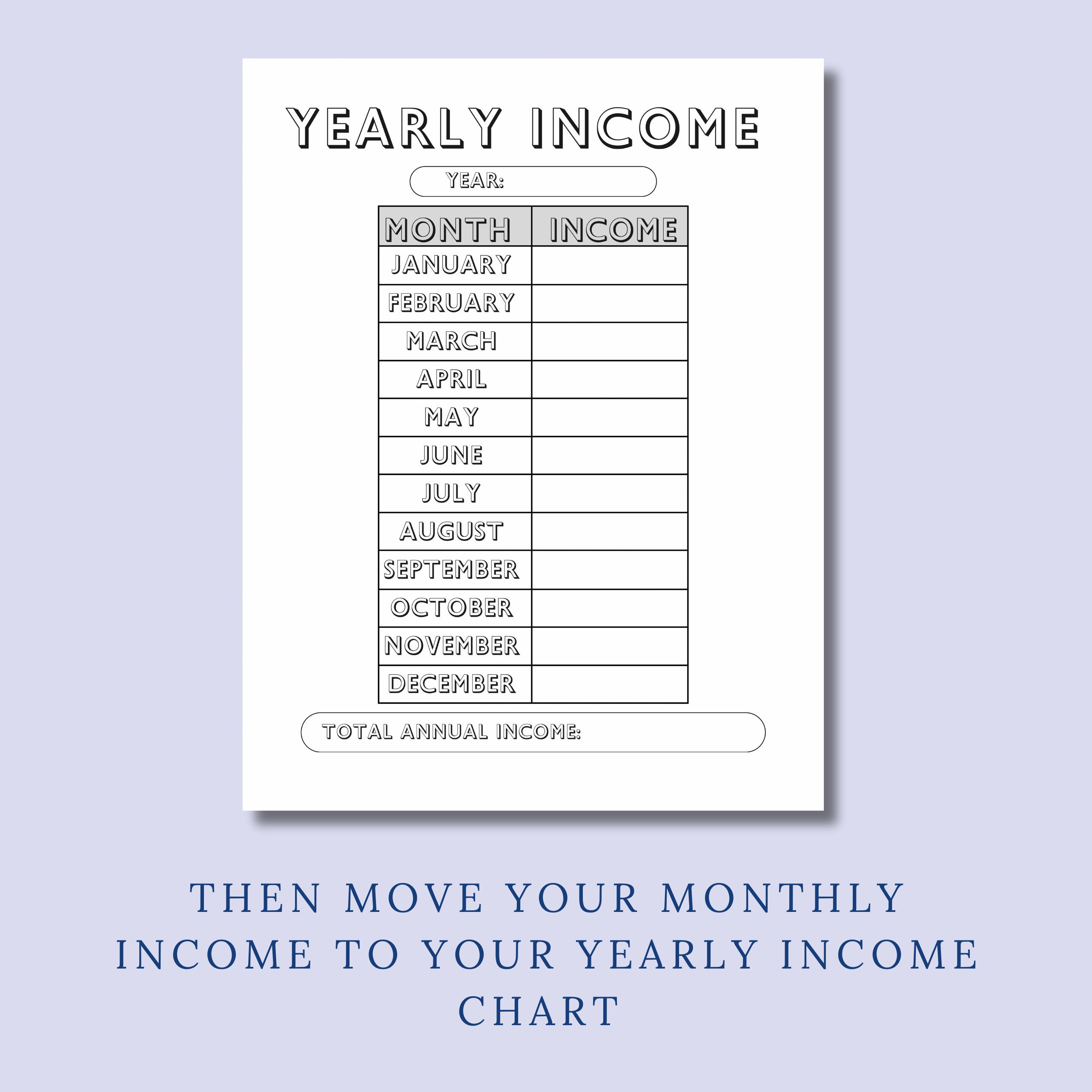 Income Tracker, Printable Income Tracking Worksheet, Monthly Income ...