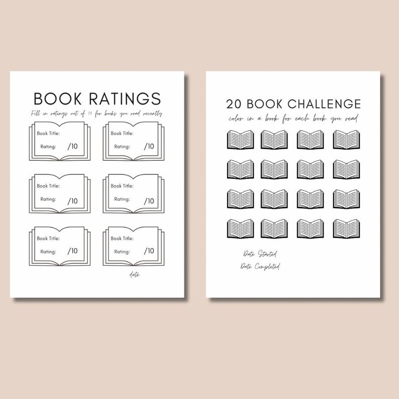 Printable Book Worm BUNDLE, Reading Journal, Book Tracker Worksheets ...