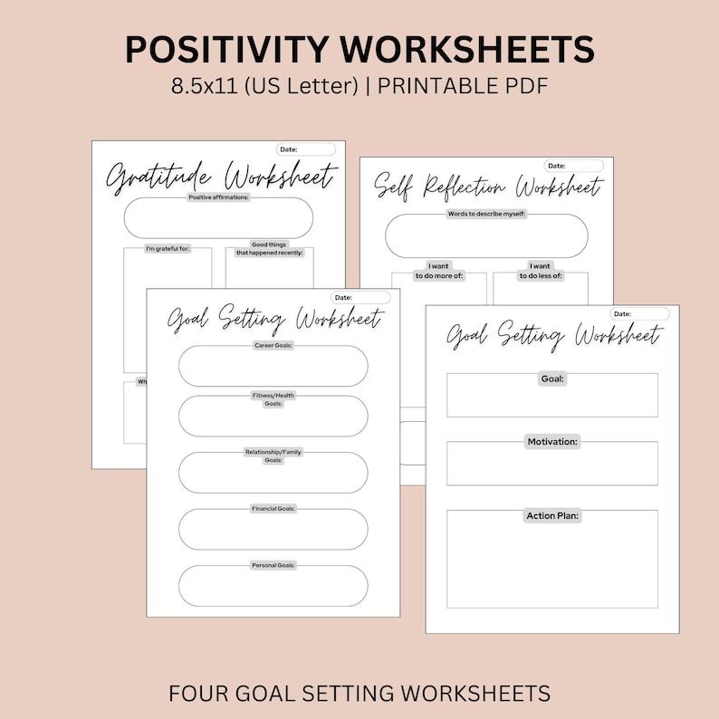 Goal Planner Bundle, Worksheets for Goal Setting, Gratitude Worksheet ...