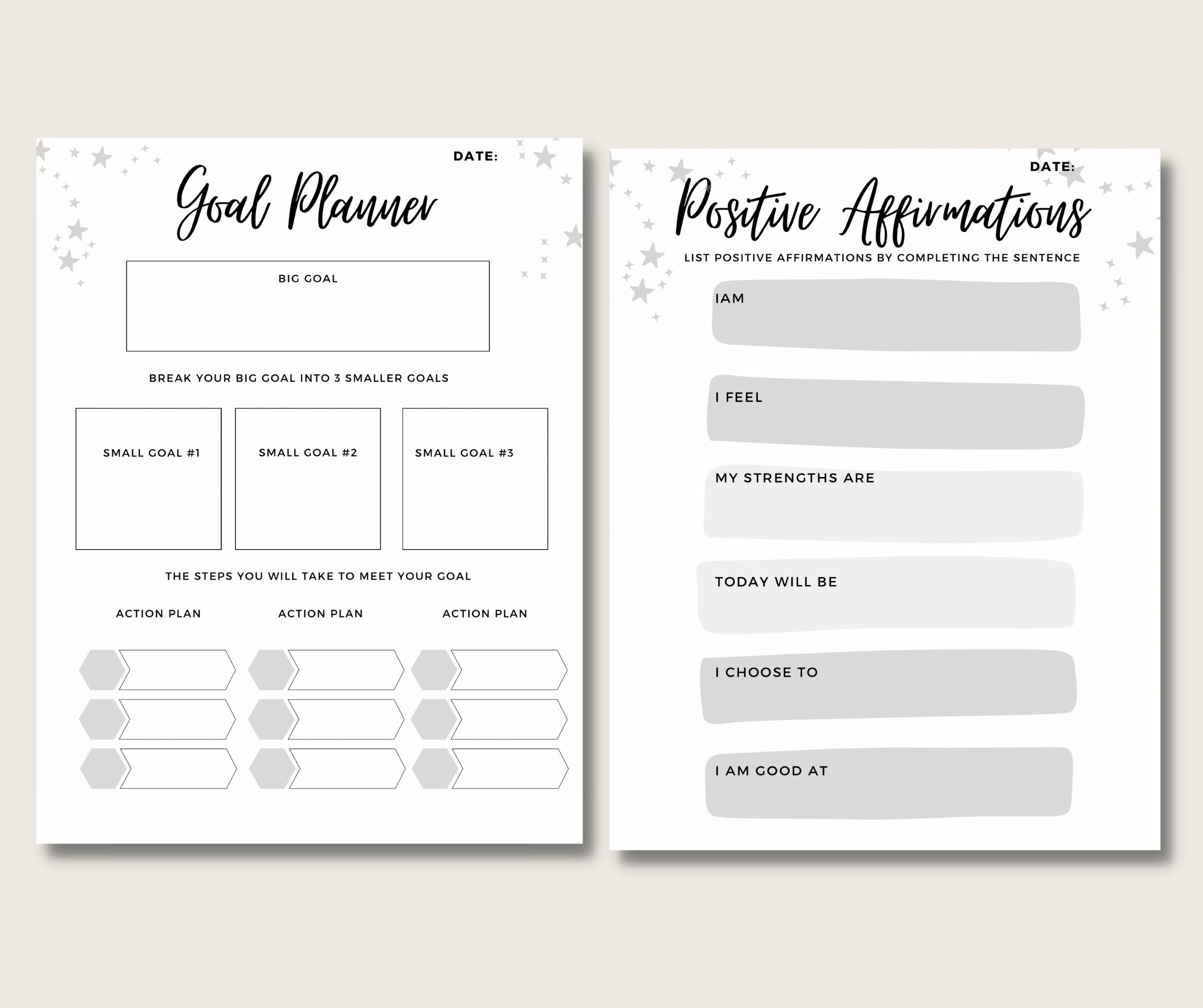 Printable Goal Setting BUNDLE, Gratitude Journaling, Manifestation ...