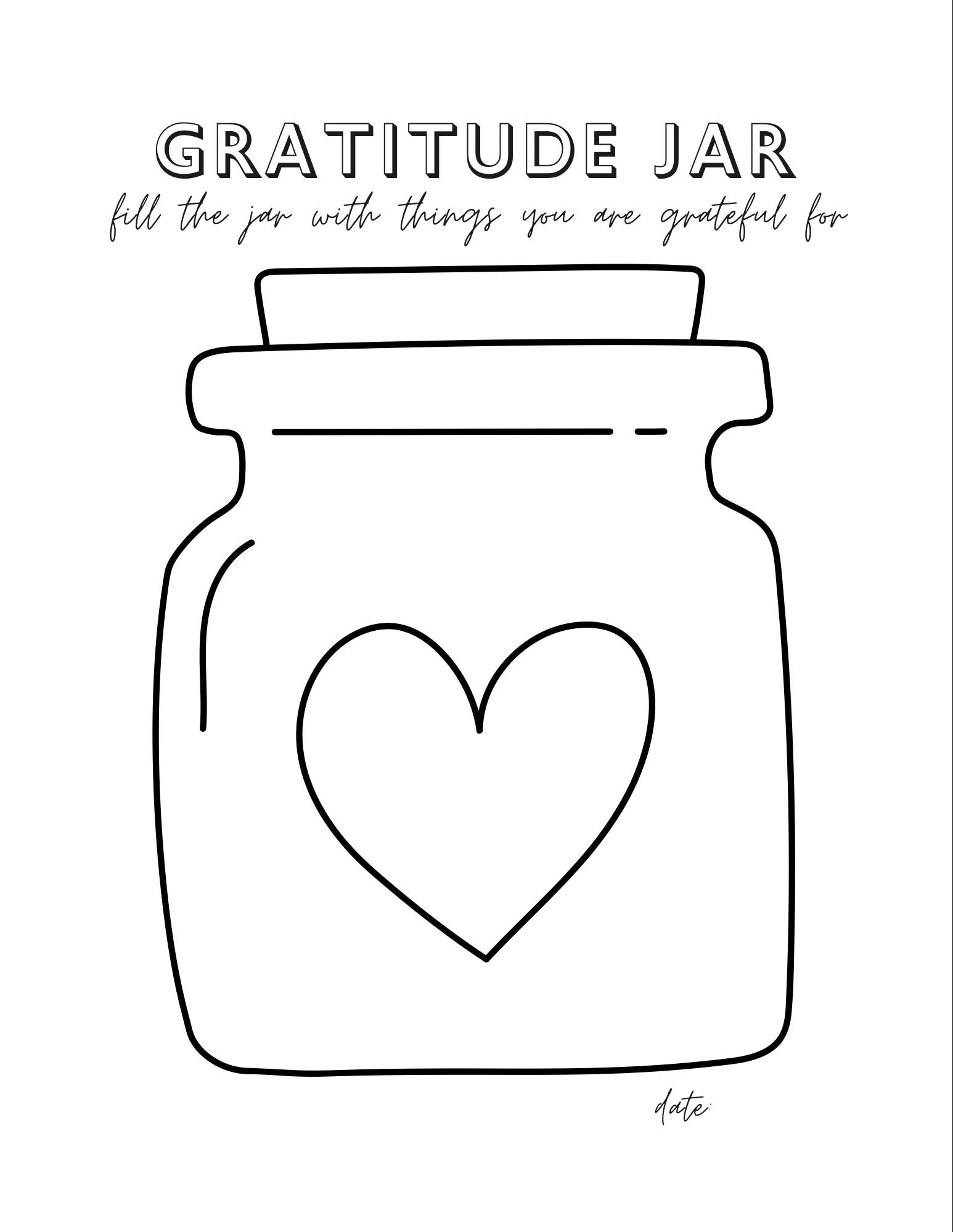 Gratitude Worksheet, Gratitude Jar, Mindfulness Worksheet, Printable ...