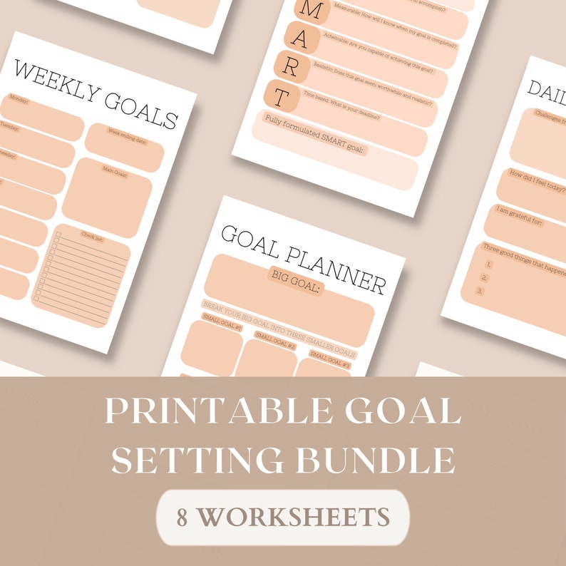 Goal Setting Printable BUNDLE, Worksheets for Goal Setting 2024, Goal ...