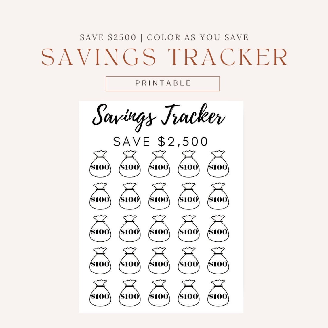 Savings Tracker Chart, Savings Challenge Worksheet, Save Money Fast ...