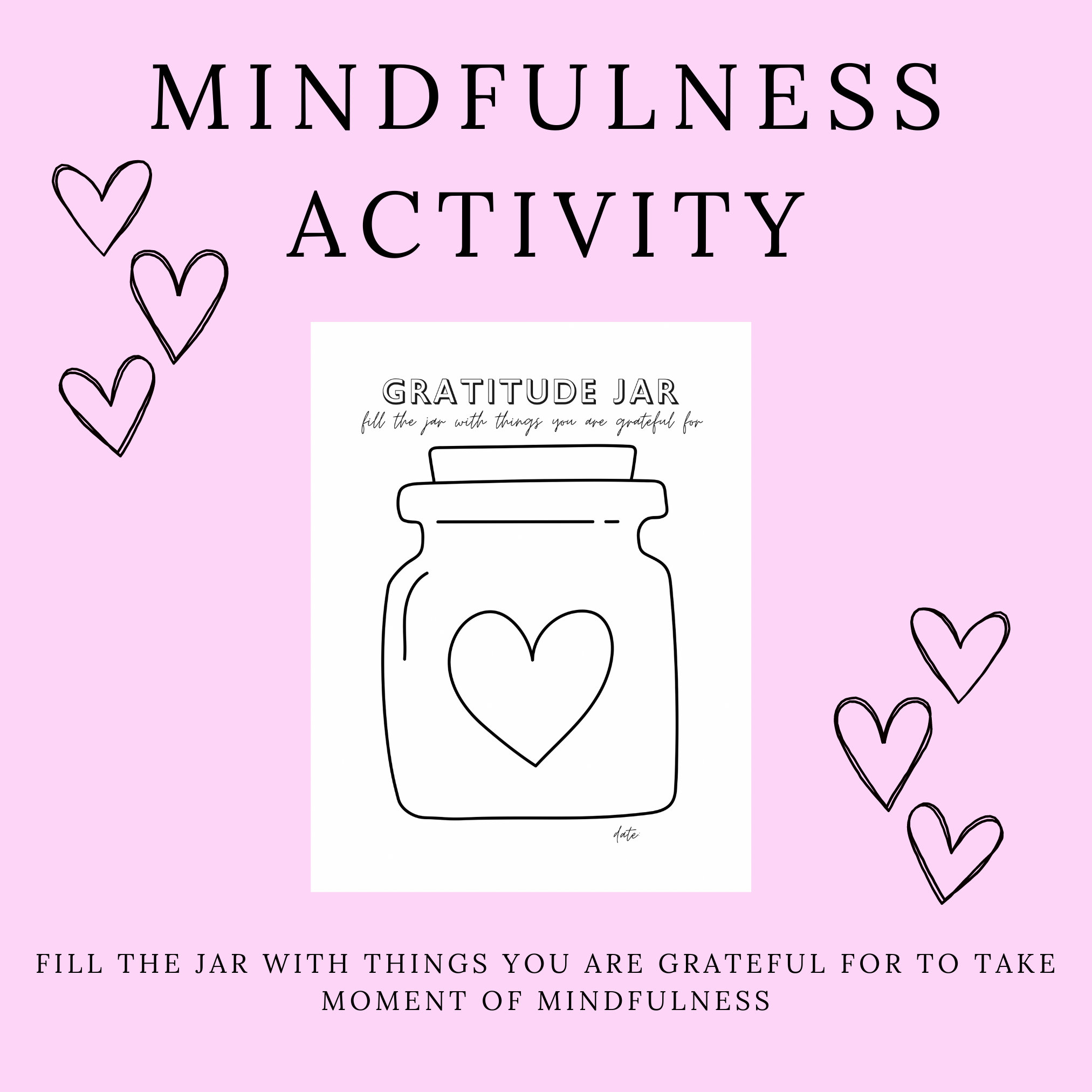 Gratitude Worksheet, Gratitude Jar, Mindfulness Worksheet, Printable ...