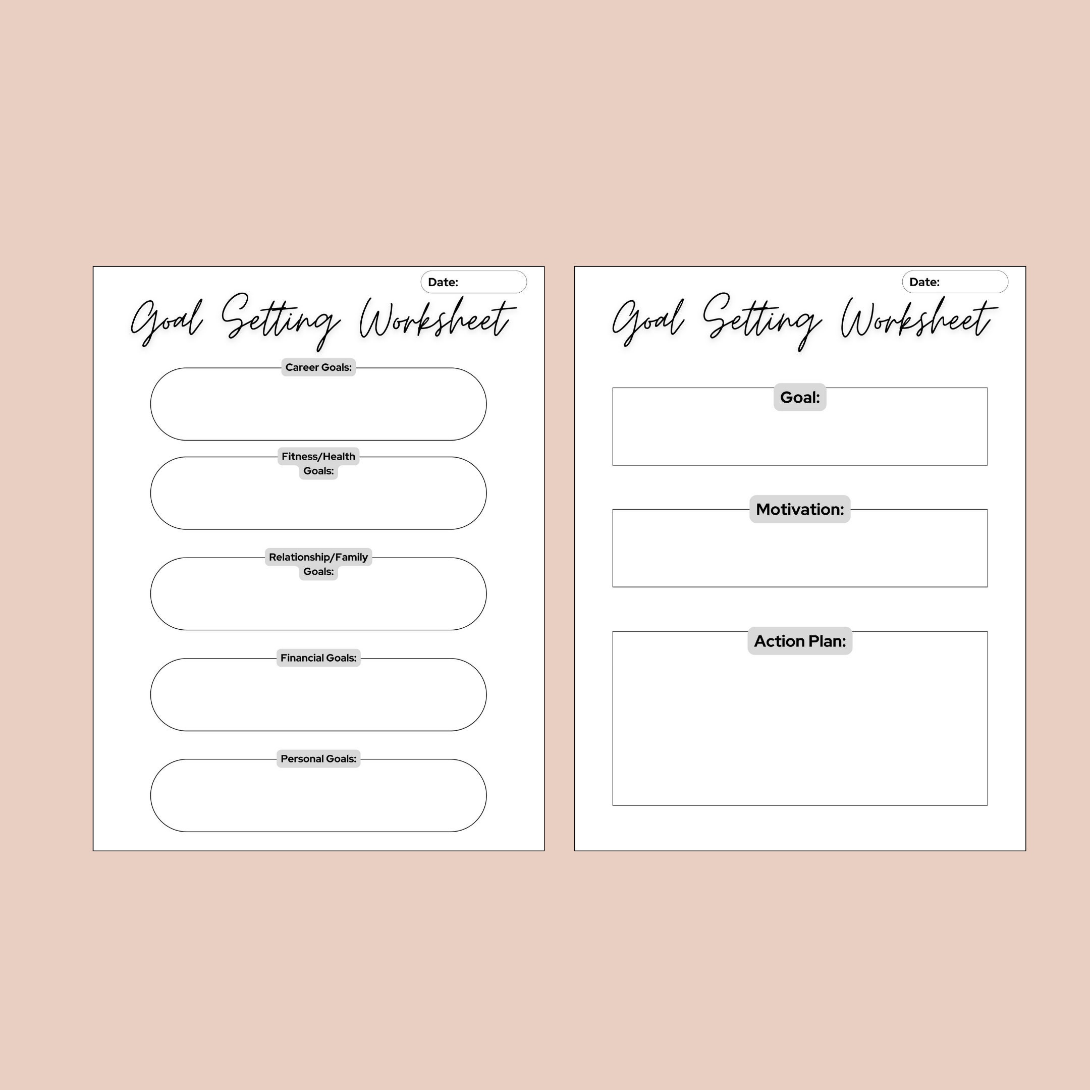 Goal Planner Bundle, Worksheets for Goal Setting, Gratitude Worksheet ...