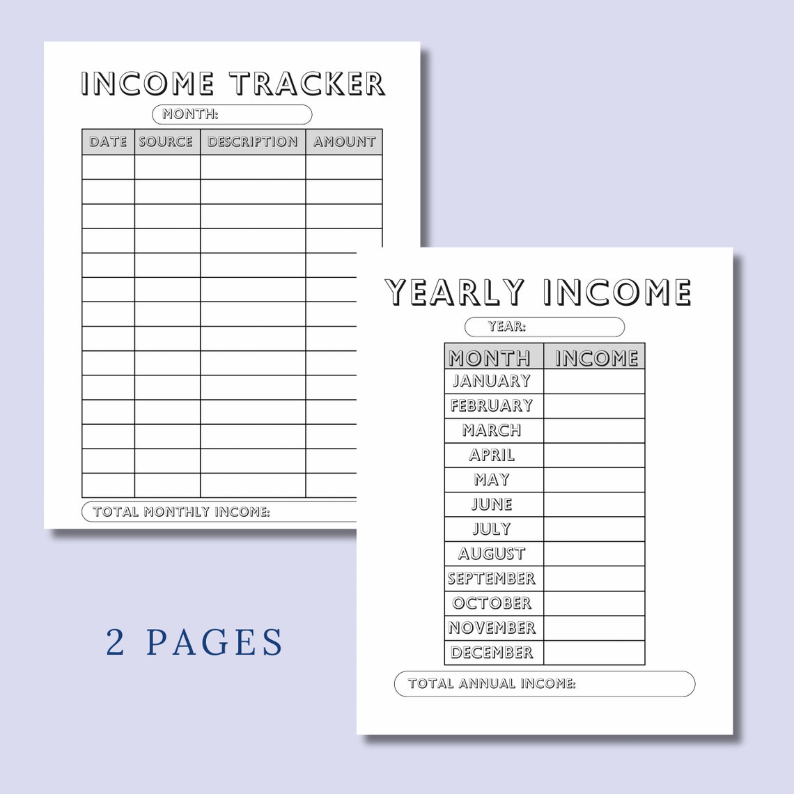 Income Tracker, Printable Income Tracking Worksheet, Monthly Income ...