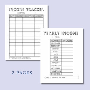 Income Tracker, Printable Income Tracking Worksheet, Monthly Income ...