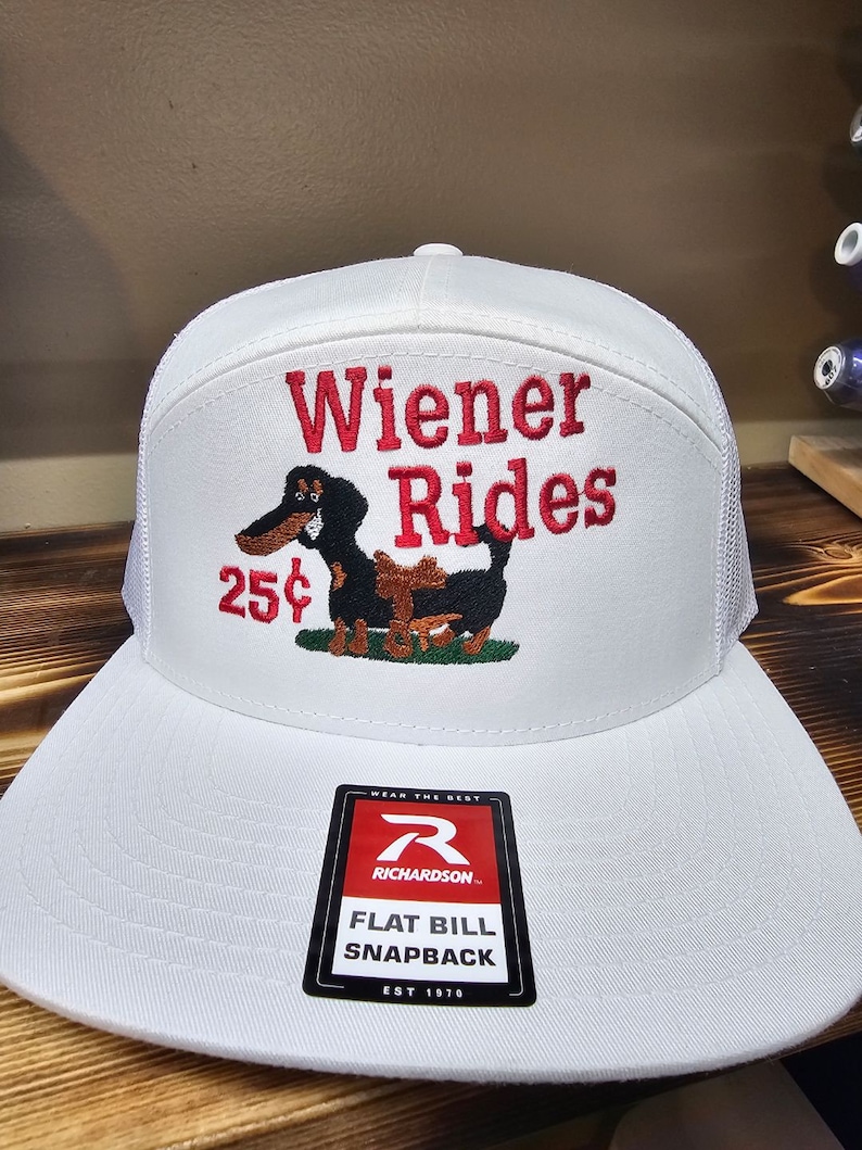Embroidered Weiner Rides on a Richardson 112 Trucker Round Bill or 168 ...