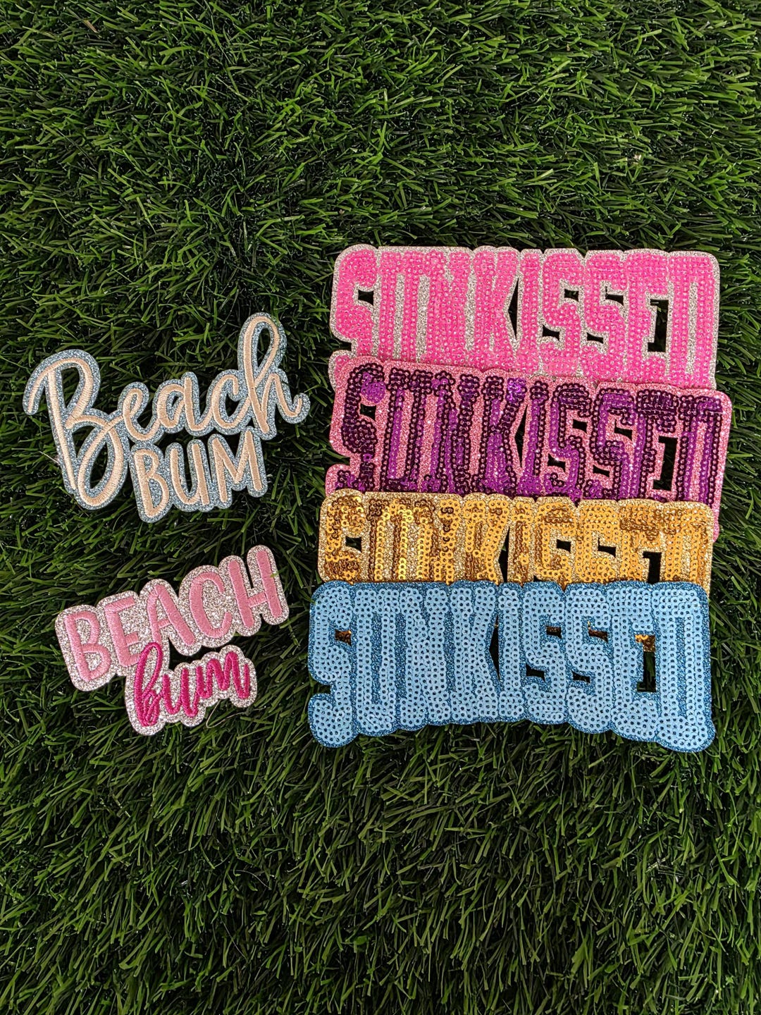 Sunkissed or Beach Bum Iron-on Sequin Patches. Summer Patches. - Etsy