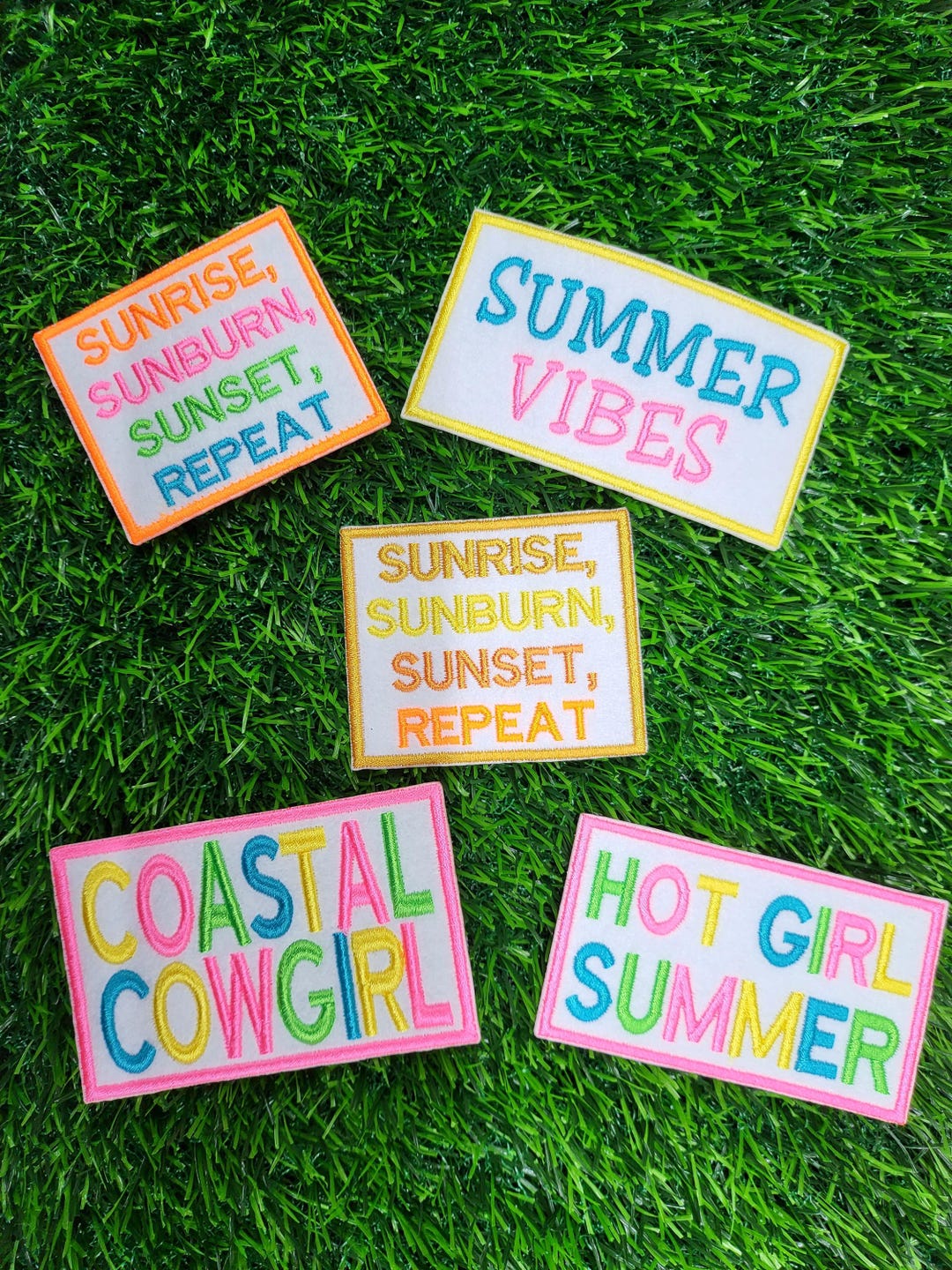 Beach Themed Iron-on Embroidered Patches in Bright, Neon Colors. - Etsy