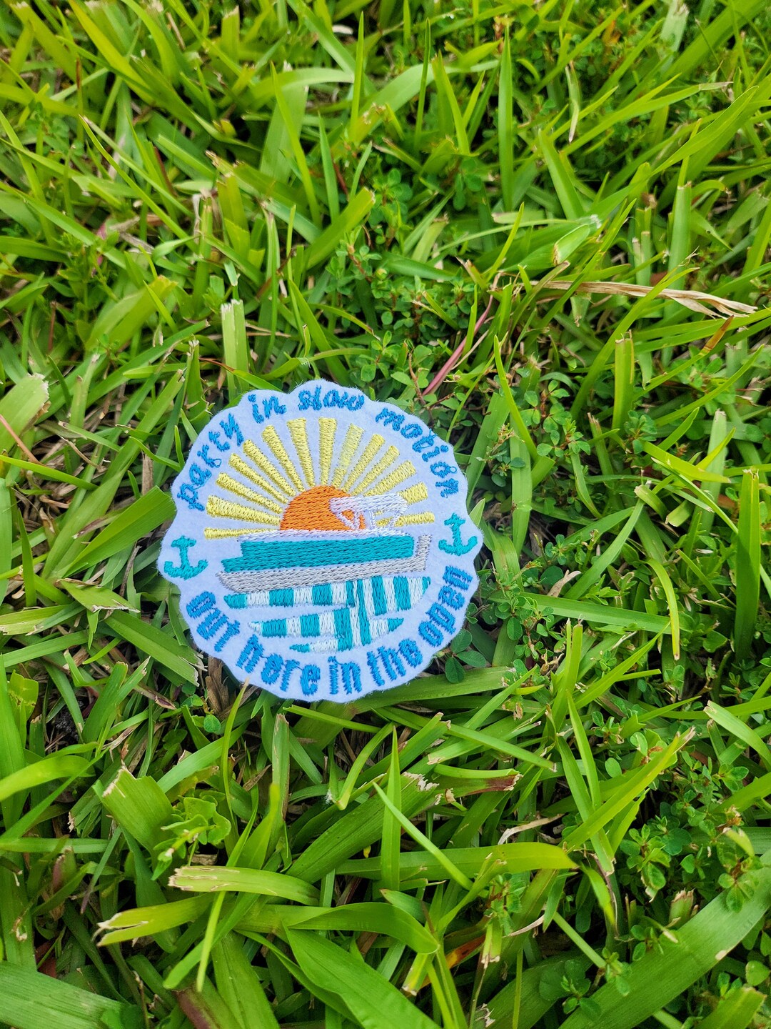 Party in Slow Motion Out Here in the Open Pontoon Iron on or Sew on ...