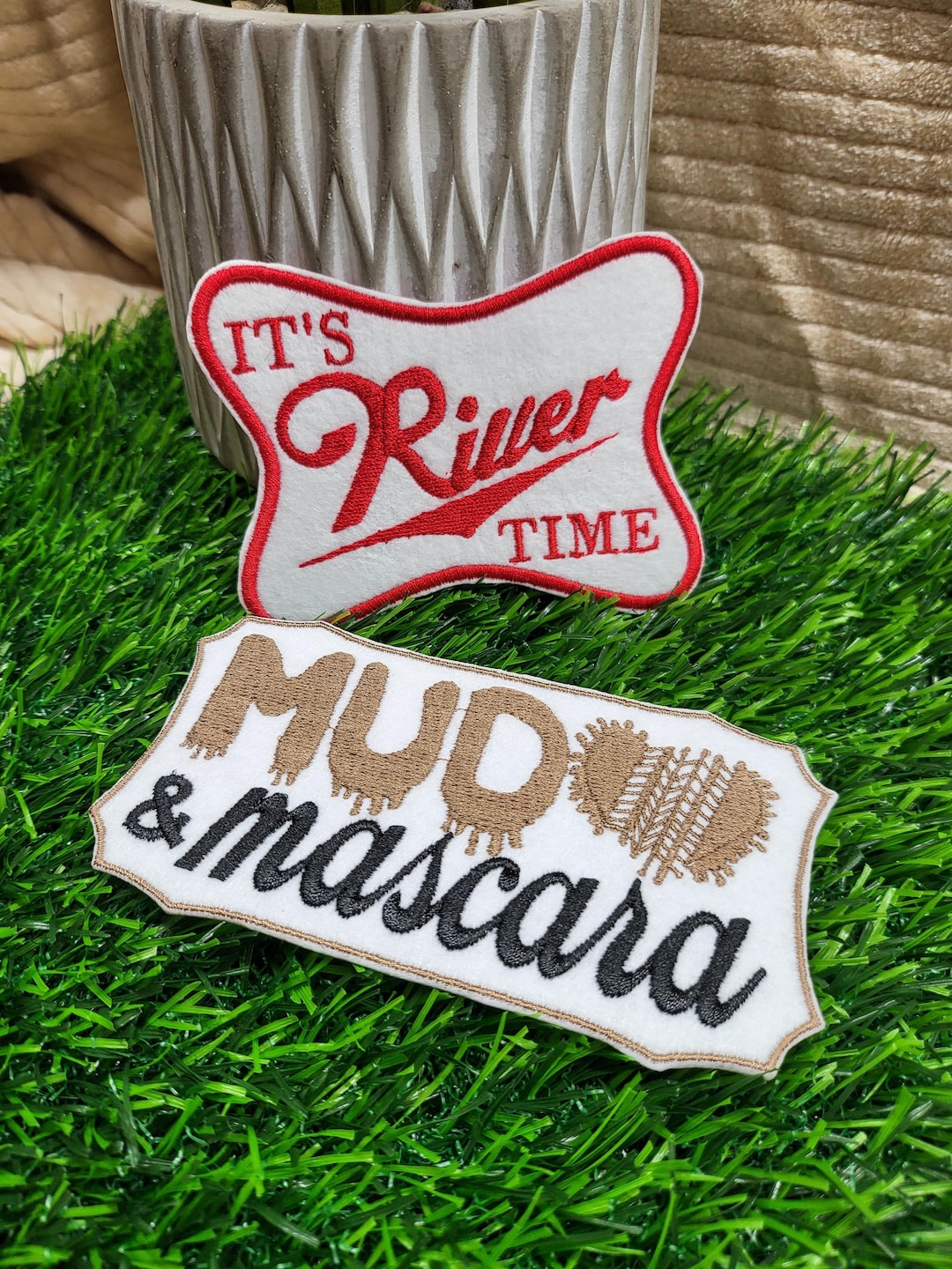 Mud and Mascara or River Time Iron-on Embroidered Patch. - Etsy