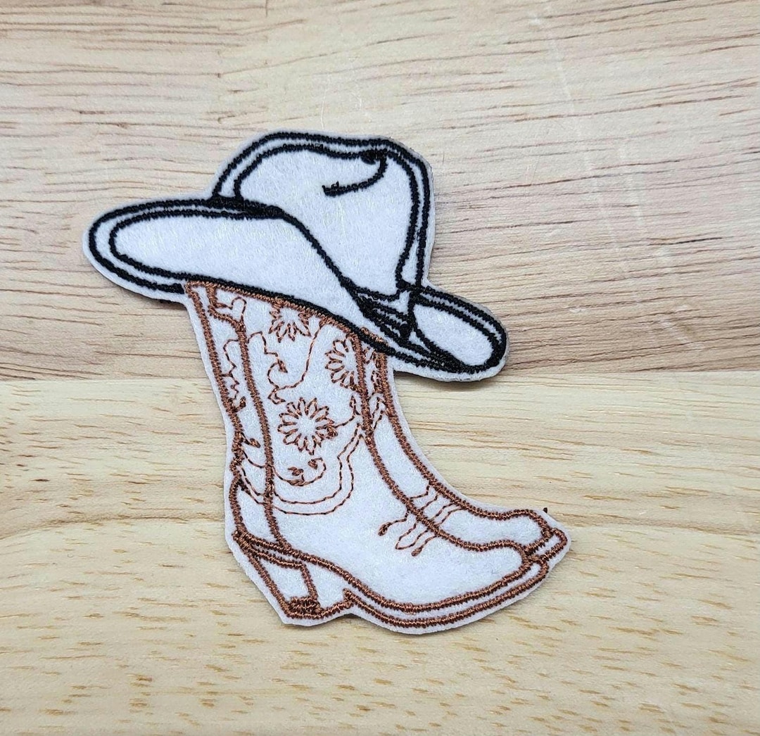 Set of 2 Embroidered Iron-on Cowboy Boot Patches. - Etsy