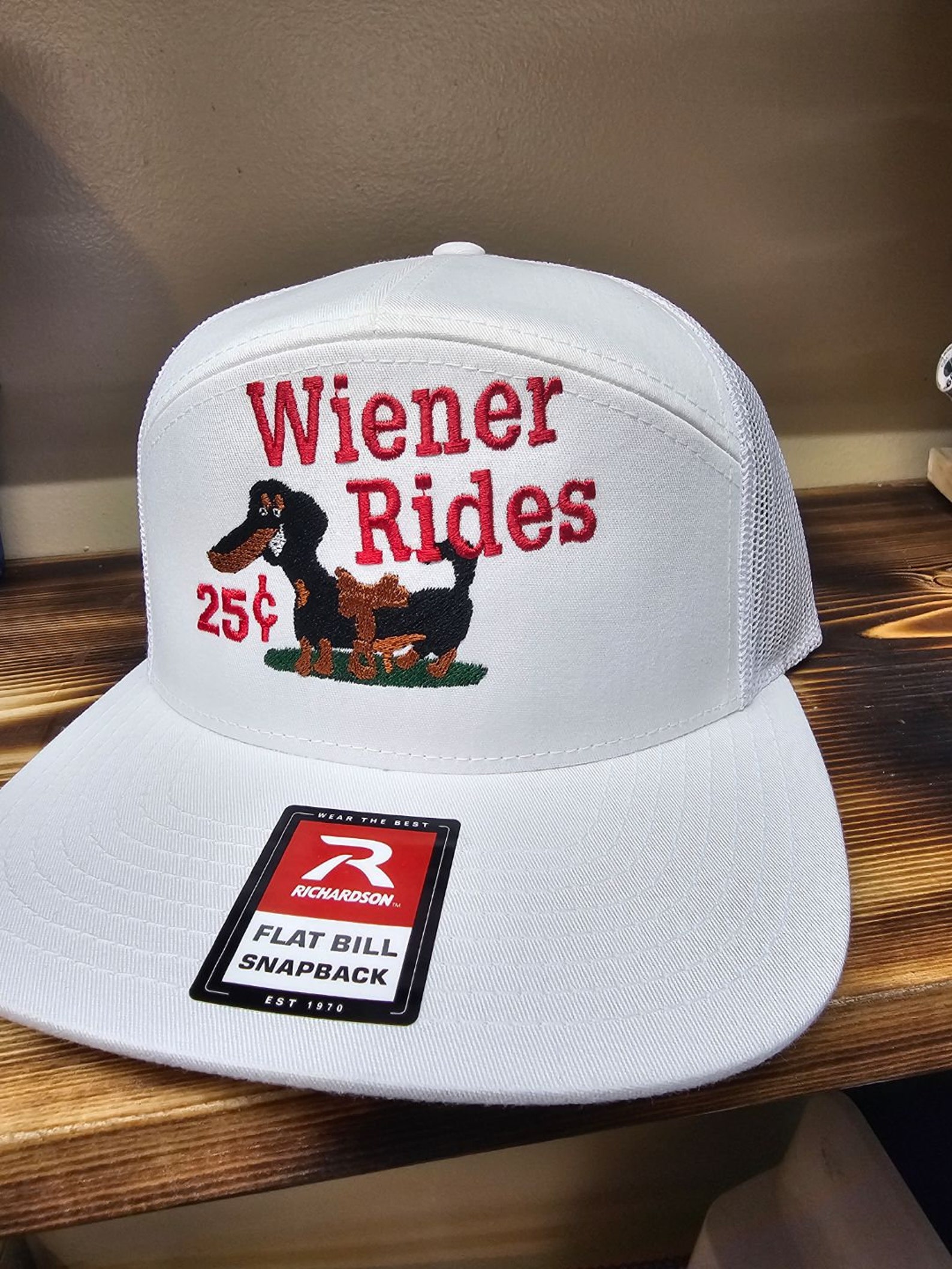 Embroidered Weiner Rides on a Richardson 112 Trucker Round Bill or 168 ...