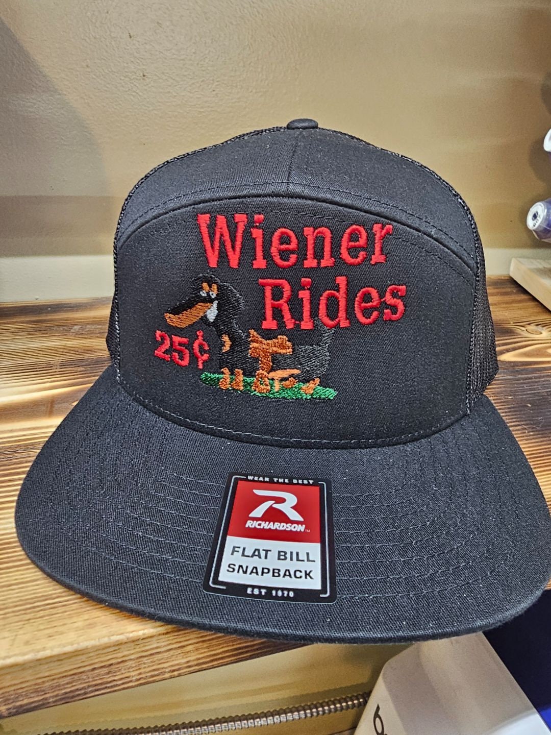 Embroidered Weiner Rides on a Richardson 112 Trucker Round Bill or 168 ...