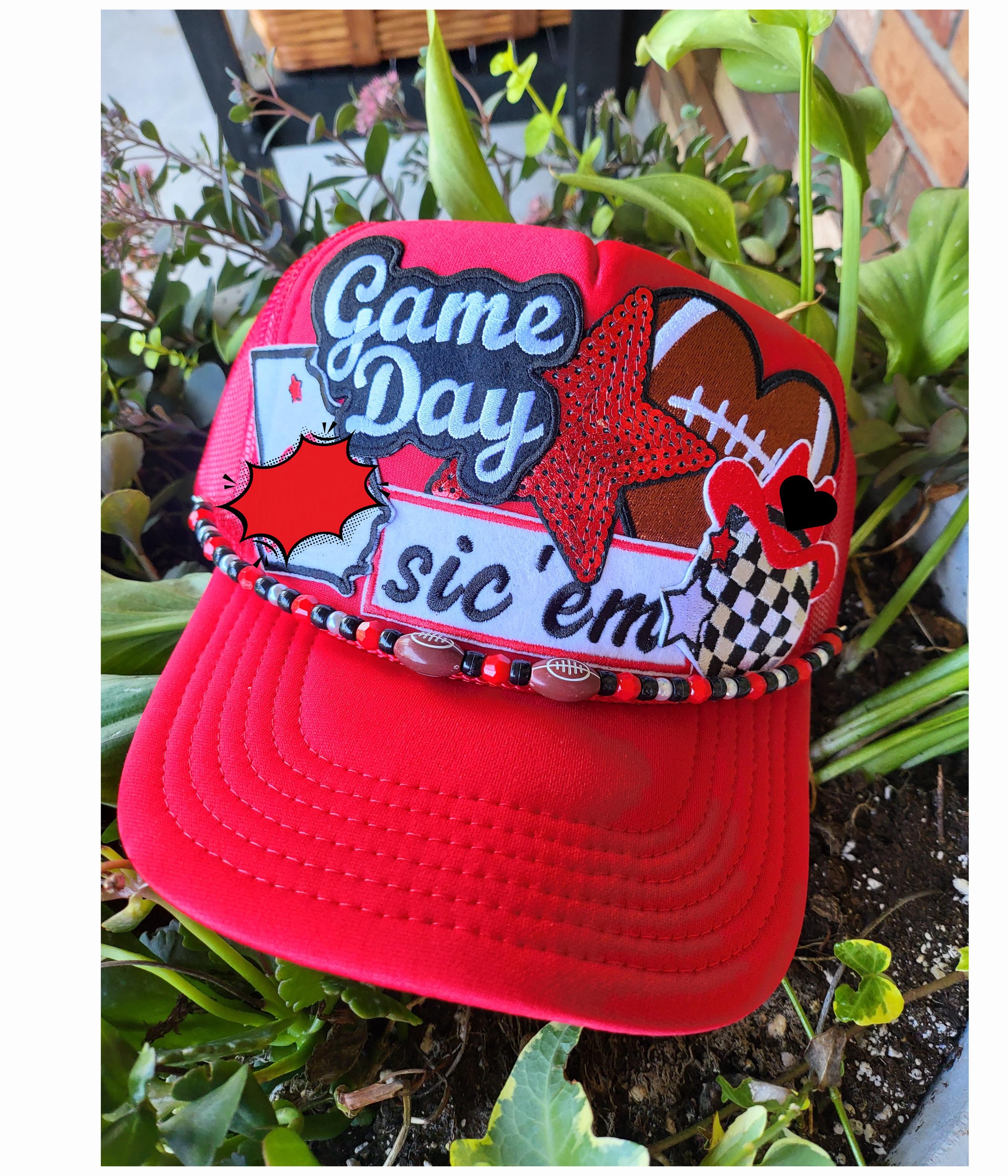 Football Trucker Hat With Embroidered Patches and Hat Chain. Item Can ...