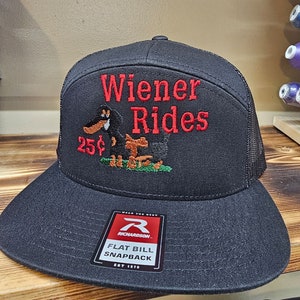 Embroidered Weiner Rides on a Richardson 112 Trucker Round Bill or 168 ...