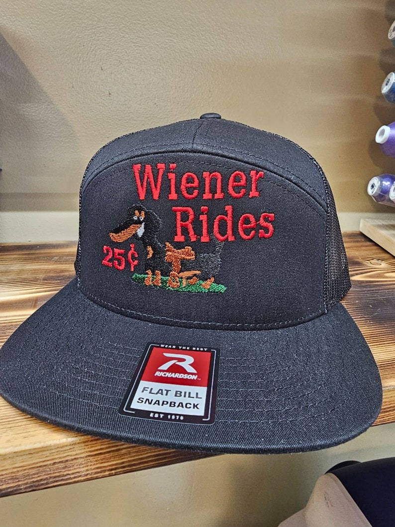 Embroidered Weiner Rides on a Richardson 112 Trucker Round Bill or 168 ...