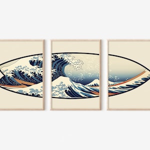 Boho Surfboard Triptych Beach Art Print Set | Surf Wall Art Decor ...