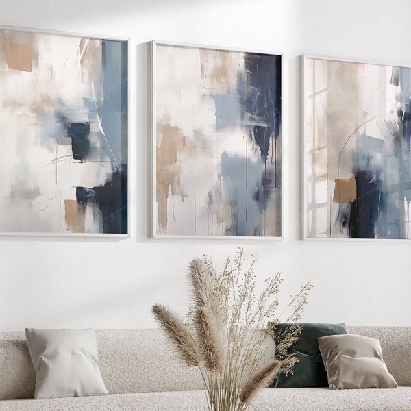 Blue Abstract Wall Art - Etsy