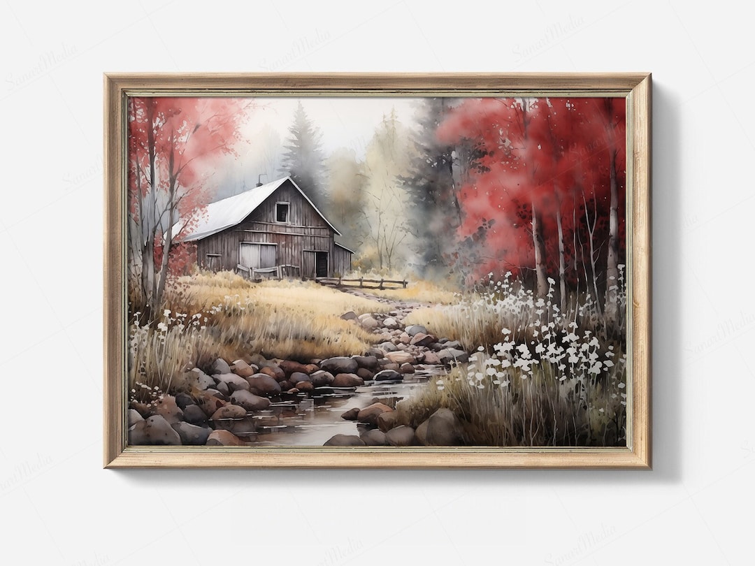 Rustic Barn Art Print for Farmhouse Decor Antique Barn Wall Art, Spring ...