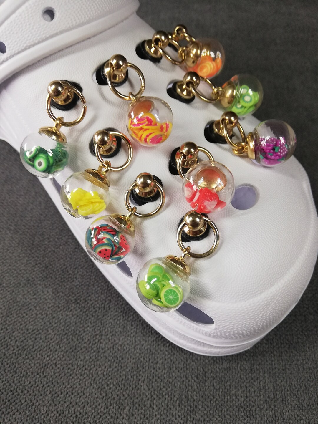 Crockycroc, Croc Glass Charm, Glass Ball, Polymer Fruit, Avocado, Lemon ...