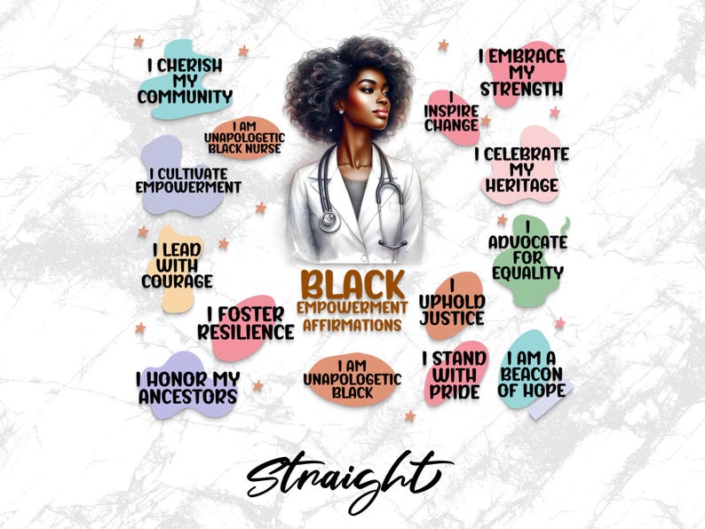 Black Nurse Tumbler Design, Digital Download, Empowerment Affirmations ...