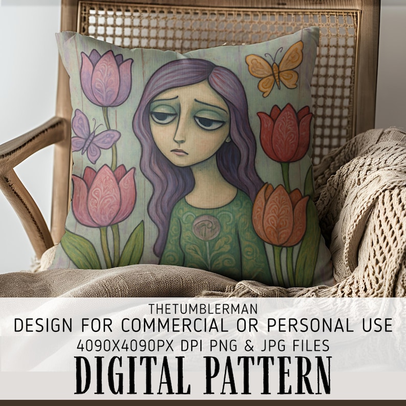 Sad Girl Tumbler Design, Tulip Flowers Digital Download, 20 Oz Skinny ...